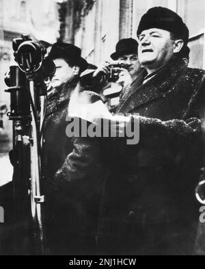 Prague, Czechoslovakia 1948, Communist party manifests at Old Town ...