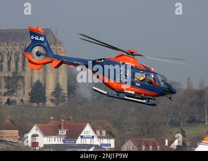 A Eurocopter EC 135T2+ helicopter of PDG Helicopters departing Brighton ...