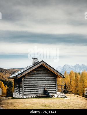 Incredible autumn view at Valfreda valley in Italian Dolomite Alps ...