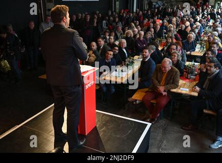 22 February 2023, Hesse, Frankfurt/Main: Lars Klingbeil, one of the two ...