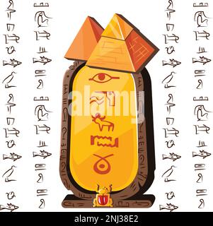 Stone board or clay tablet with pyramid silhouette and Egyptian ...