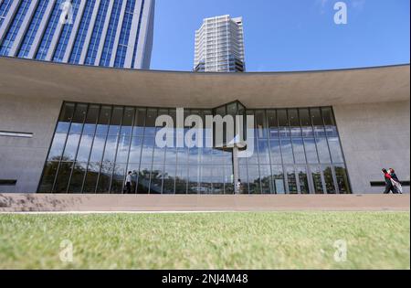 A photo shows a library "Kobe Children's Book Forest" designed by Tadao ...