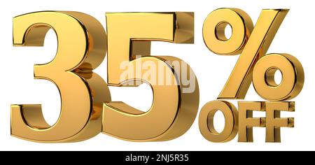 35% off discount. Offer sale. 3D illustration isolated on black ...