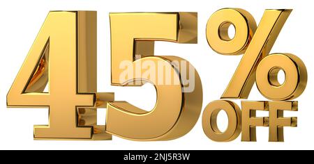 45% off discount. Offer sale. 3D illustration isolated on white ...