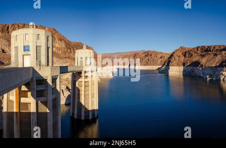 Hoover Dam's walking Bridge with Towers Stock Photo - Alamy
