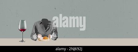 Creative collage picture headless woman emoticon 3d hands body ...