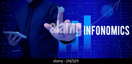 Sign displaying Infonomics, Business overview visual image used to ...