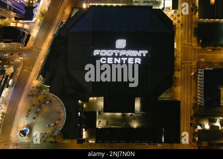 A general overall aerial view of the Footprint Center and Chase Field ...
