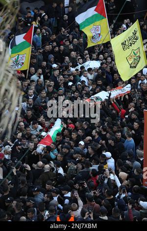 Nablus, Palestinian Territories. 22nd Feb, 2023. A Palestinian stands ...