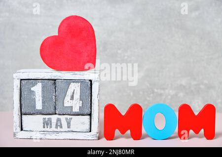 May 14, calendar and word mom, concept for mother Day Stock Photo - Alamy