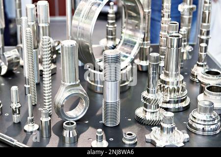 Samples of metal working parts stainless steel Stock Photo - Alamy