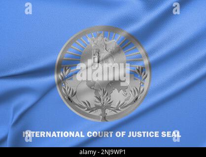 International Court of Justice Seal flag, Flag ICJ. 3D work and 3D ...