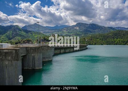 Embalse de la Baells with very low water level Demonstrating the period ...