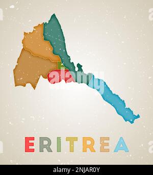 Eritrea vintage map. Grunge map of the country with distressed texture ...