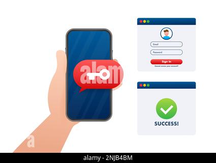 Two step authentication, Duo authentication, flat cartoon smartphone ...