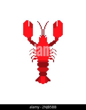 Crayfish pixel art. 8 bit Sea animal with claws Stock Vector Image ...
