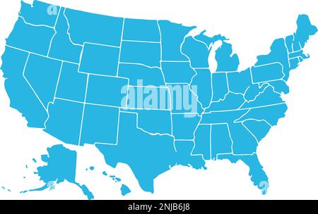 Map of United States of America divided in two parts. Split in US ...