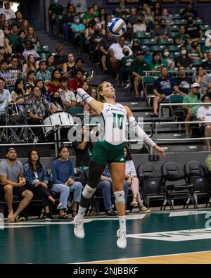September 4, 2022 - Hawaii setter Kate Lang (10) celebrates a point ...