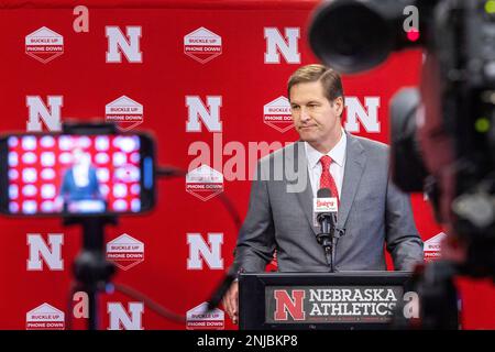 Nebraska athletic director Trev Alberts, left, chats with head coach ...