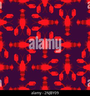 Crayfish pixel art pattern seamless. 8 bit Sea animal with claws ...