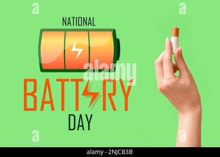 Poster for National Battery Day Stock Photo - Alamy
