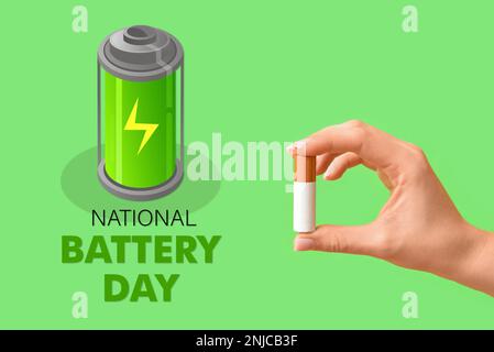 Poster for National Battery Day Stock Photo - Alamy