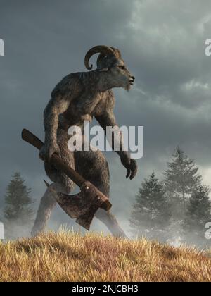 The Goat Man illustration cryptid monster Stock Photo - Alamy
