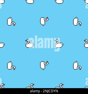 White swan pixel art pattern seamless. 8 bit pixelated texture Stock ...