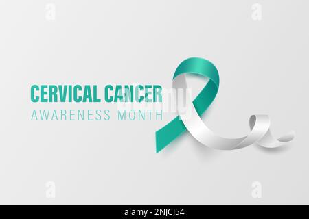 Cervical Cancer Banner, Card, Placard with Vector 3d Realistic Teal and ...