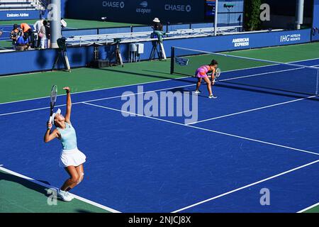 Katherine Hui and Eleana Yu in action during a junior girls' doubles ...