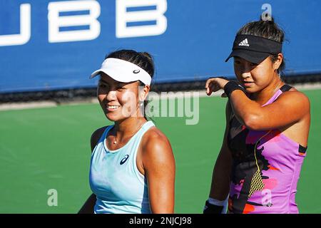 Katherine Hui in action during a junior girls' singles match at the ...