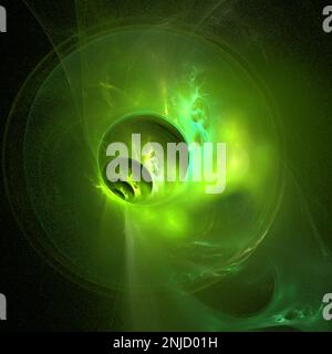 green abstract spherical linear pattern on black background, wallpaper ...