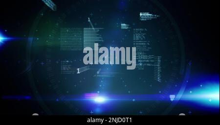 Composition of data processing on black background Stock Photo - Alamy
