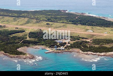 An aerial photo shows Mageshima Island in Iriomote City, Kagoshima ...