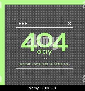 Composition of 404 day against censorship in libraries text over blue ...