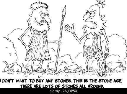 Business or Political Cartoon About Cavemen Talking About Technology ...