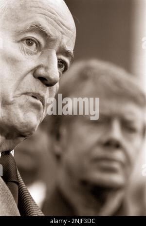 President elect Jimmy Carter and Hubert Humphrey at Carter's Pond House ...