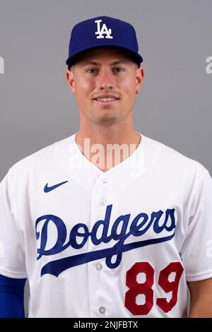 Los Angeles Dodgers' Jonny DeLuca sits in the dugout during in the ...