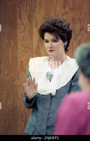 Faye Yager during her trial of alleged kidnapping and child abuse ...
