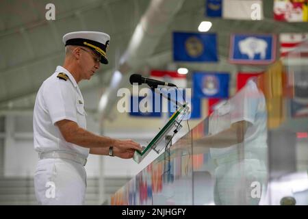 GREAT LAKES, Ill. (Aug. 8, 2022) The color guard parades the colors ...