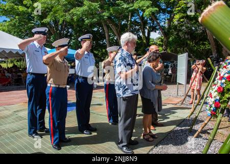 YIGO, Guam (Aug. 9, 2022) - Military leaders render salutes during the ...