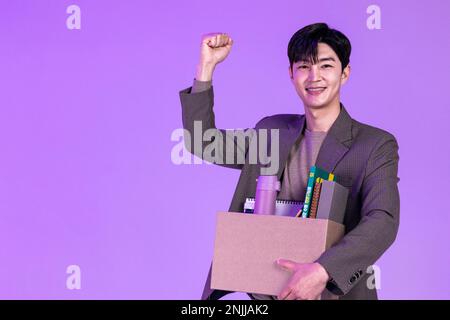 handsome Korean young man quitting job Stock Photo - Alamy