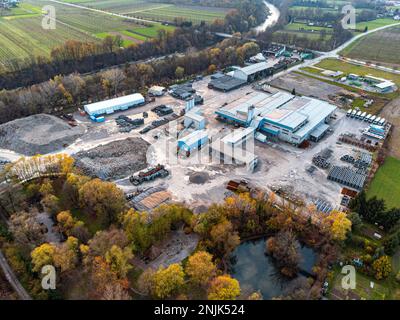 Cement pipes and products factory with solar panels installed on top ...