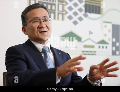 Toshimitsu Taiko, President & CEO of Konica Minolta, Inc., poses for a ...