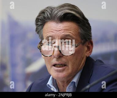 Sebastian Newbold Coe, World Athletics President, attends a press ...