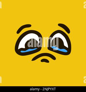 Crying face. Cartoon face expressions. Doodle characters mouth and eyes ...