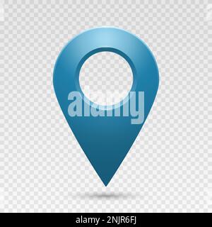 The geolocation icon is blue with highlights on a transparent ...