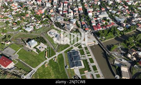 A photo of the city of Kars taken with a drone. Kars old city center ...