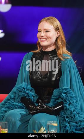 EDITORIAL USE ONLY Freya Ridings during the filming for the Graham ...