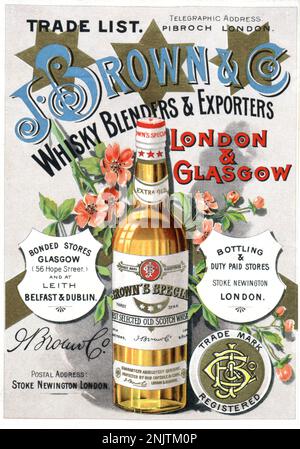 Victorian Advertising Illustration poster for Whisky circa 1899 Stock ...